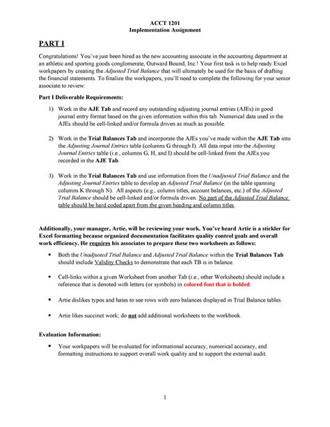 implementation and analysis assignment 08 acct 1201 implementation