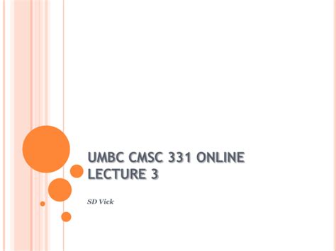 Umbc Cmsc 331 Online Lecture 3 Part1