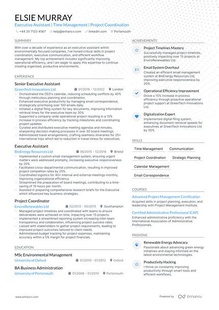 Executive Assistant Cv Examples And Guide For 2025