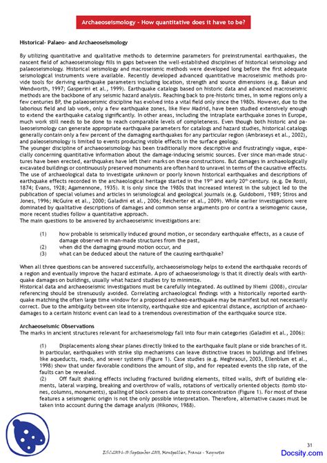 Archaeoseismology Seismology Lecture Notes Docsity