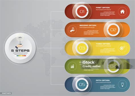 5 단계 프레 젠 테이 션에 대 한 인포 그래픽 요소를 처리합니다 0명에 대한 스톡 벡터 아트 및 기타 이미지 0명 개념 Istock