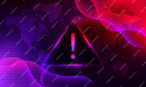 Premium Vector Attention Danger Hacking Symbol On Purple And Red Map