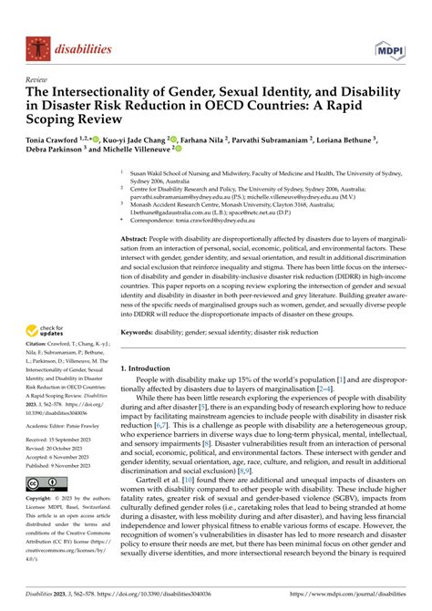 Pdf The Intersectionality Of Gender Sexual Identity And Disability In Disaster Risk