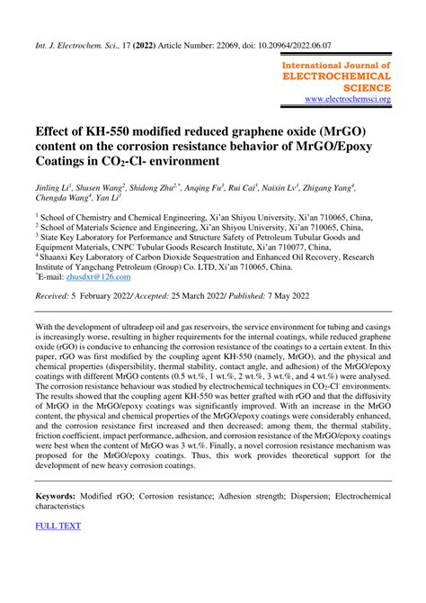 Pdf Effect Of Kh 550 Modified Reduced Graphene Oxide Mrgo Content