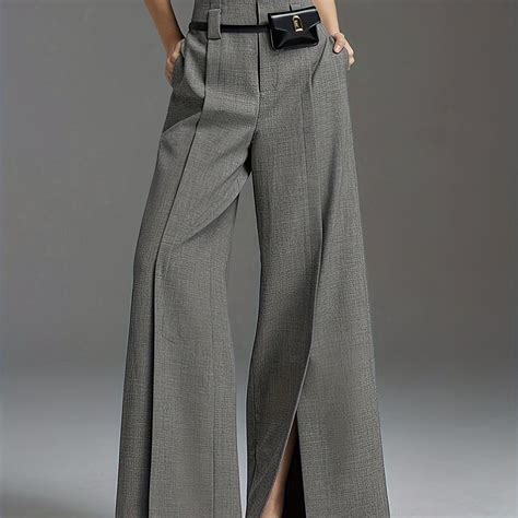 Temu｜봄과 여름을 위한 캐주얼한 스플릿 헴 와이드 레그 팬츠 여성용 의류 Vêtements Pour Dames