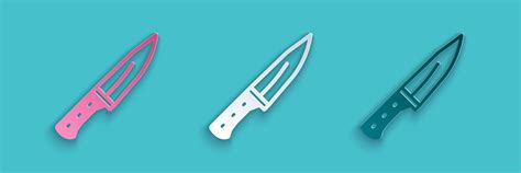 파란색 배경에 격리 된 고기 헬기 아이콘을 잘라 용지 정육점 칼 고기 부엌 칼 정육점 칼 종이 아트 스타일 벡터 부엌 칼에 대한 스톡 벡터 아트 및 기타 이미지 Istock