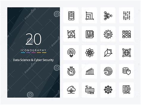20 Data Science And Cyber Security Outline Icon For Presentation Stock