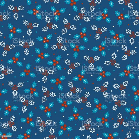 홀리 베리와 크리스마스 원활한 패턴 베리와 잎으로 일렉스 가지를 낙서 겨울 휴가 크리스마스와 새해 디자인에 대한 잎 벡터 배경과 겨우살이 열매 겨우살이과에 대한 스톡 벡터