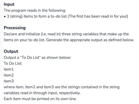 Solved Input The Program Reads In The Following 3