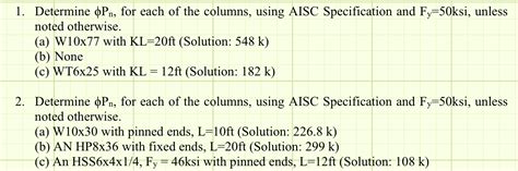 Solved Determine φpn ﻿for Each Of The Columns Using Aisc