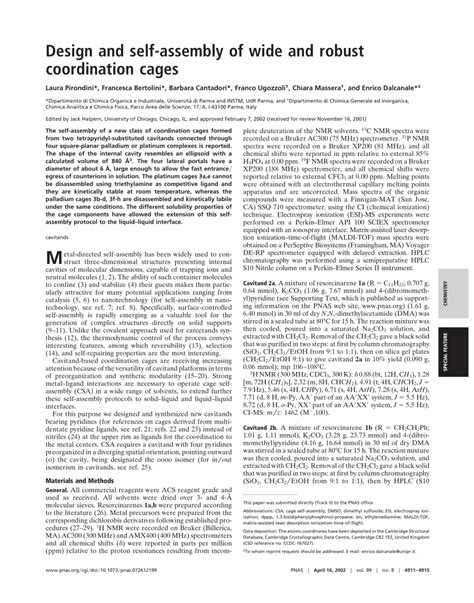 Pdf Design And Self Assembly Of Wide And Robust Coordination Cages