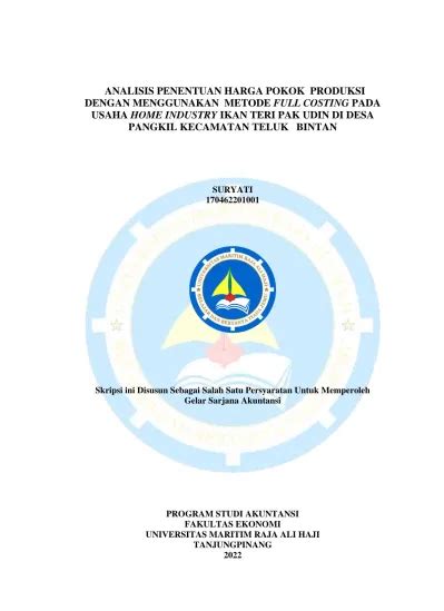 Analisis Penentuan Harga Pokok Produksi
