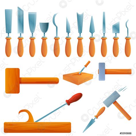 Chisel Icons Set Cartoon Style Stock Vector 3395888 Crushpixel