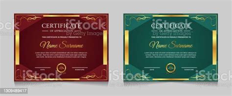 고급 골드 배지와 현대적인 라인 패턴의 요소가있는 업적 국경 디자인 템플릿 인증서 벡터 그래픽 인쇄 레이아웃 감탄에 대한 스톡 벡터 아트 및 기타 이미지 Istock
