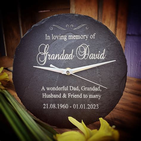 In Loving Memory Personalised Slate Memorial Clock