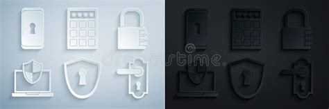 Set Shield With Keyhole Safe Combination Lock Laptop Protected Shield Door Handle Password