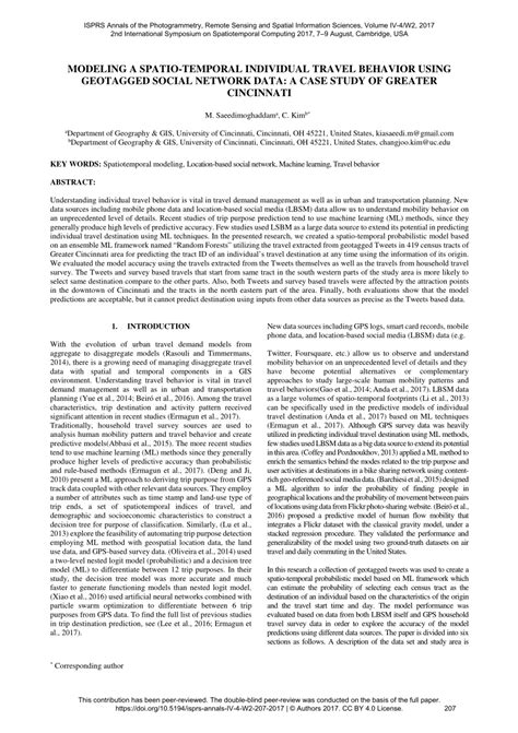 Pdf Modeling A Spatio Temporal Individual Travel Behavior Using Geotagged Social Network Data