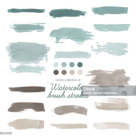 브라운 워터 브러쉬 스트로크 더러운 손으로 그린 얼룩의 흔적 그래픽 스프레이 세트 베이지 색 수채화 스트로크 요소 벡터 갈색에 대한 스톡 벡터 아트 및 기타 이미지 Istock