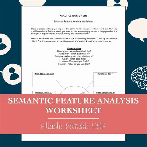 Semantic Feature Analysis Worksheet For Speech Therapy Editable