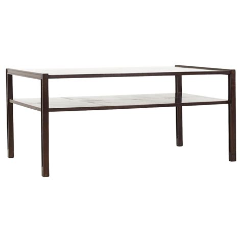 Narrow Rectangular Brass And Marble Coffee Table By Edward Wormley At