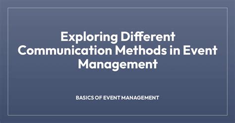 Basics Of Event Management • Event Management Evm Institute