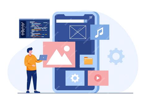 Premium Vector Web Design Man With A Laptop Ui Ux And Programmer With