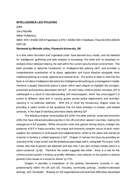 Pdf Intelligence Led Policing