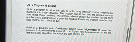 Solved Q8 C Program 15 Points Write A Program To Allow The Chegg