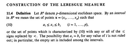 Question About The Intervals In The Lebesgue Measure Mathematics