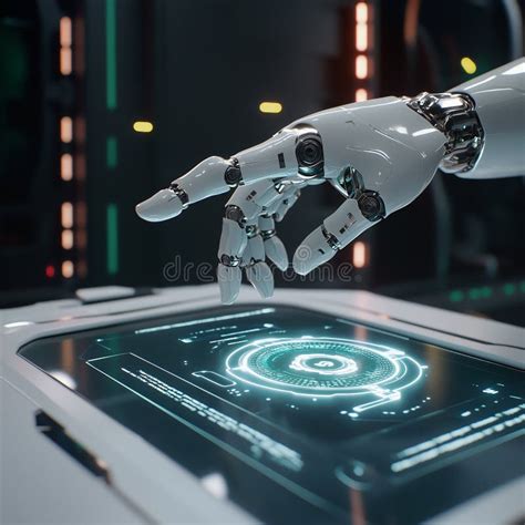 Futuristic Robotic Hand Interacting With Digital Interface Stock Illustration Illustration Of