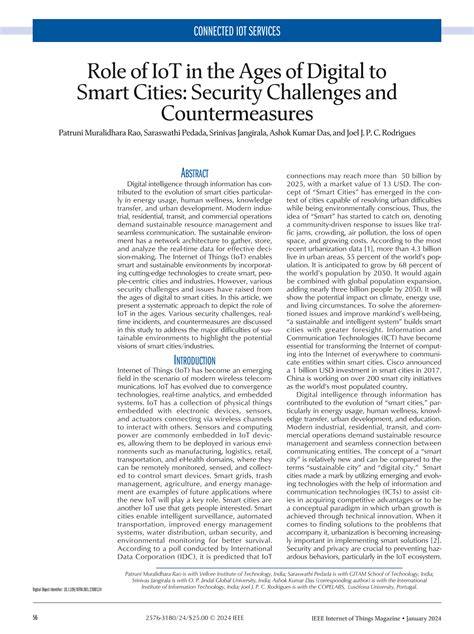 Role Of Iot In The Ages Of Digital To Smart Cities Security Challenges And Countermeasures