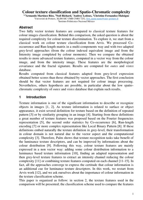 Pdf Colour Texture Classification And Spatio Chromatic Complexity