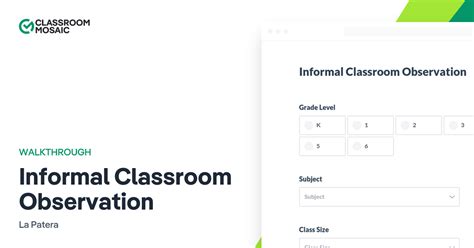 Informal Classroom Observation Teacher Observation Form