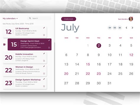 Daily Ui 038 Calendar By Alex Cortes On Dribbble