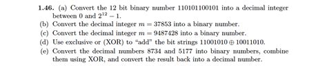 Solved 146 A Convert The 12 Bit Binary Number