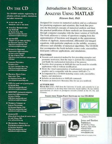 Introduction To Numerical Analysis Using Matlab By Rizwan Butt 9780763773762 Hardcover