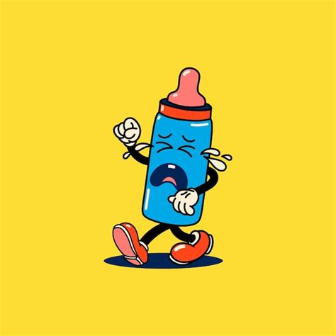 귀여운 아기 젖꼭지 문자 벡터 일러스트 소재는 아이콘 스티커 로고에 적합합니다 프리미엄 벡터