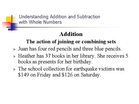Understanding Addition And Subtraction With Whole Numbers Adapted