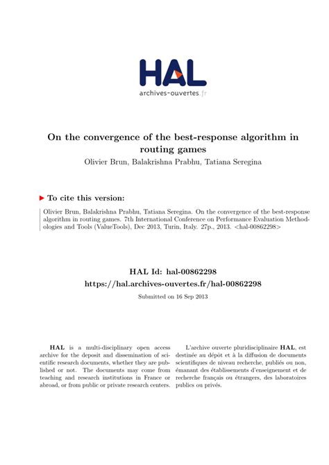 Pdf On The Convergence Of The Best Response Algorithm In Routing Games Pdf On The Convergence Of The Best Response Algorithm In Routing Games