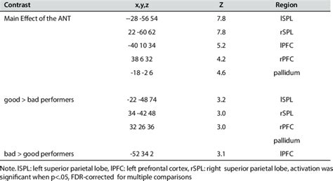 Network Regions Results From Glm Analyses Download Table