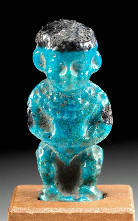 Sold At Auction Egyptian Brilliant Blue Faience Amulet Naked Pataikos