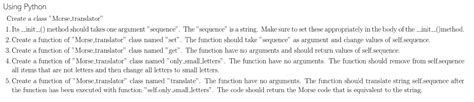 Solved Using Python Create A Class Morsetranslator 1 Its