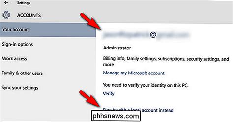 Sådan ændrer du din Windows 10 konto til en lokal en efter at Windows Store har hijacket det