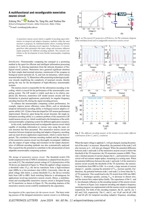 Pdf A Multifunctional And Reconfigurable Memristive Neuron Circuit