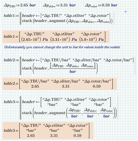 Display Result As A Table In Mathcad Prime Ptc Community