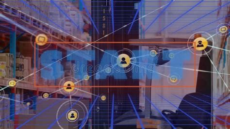 Animation Of Data Processing Over Start Text And Warehouse Stock Footage Video Of Digitally