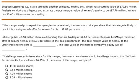 Solved Suppose LetsMerge Co Is Also Targeting Another Chegg Com
