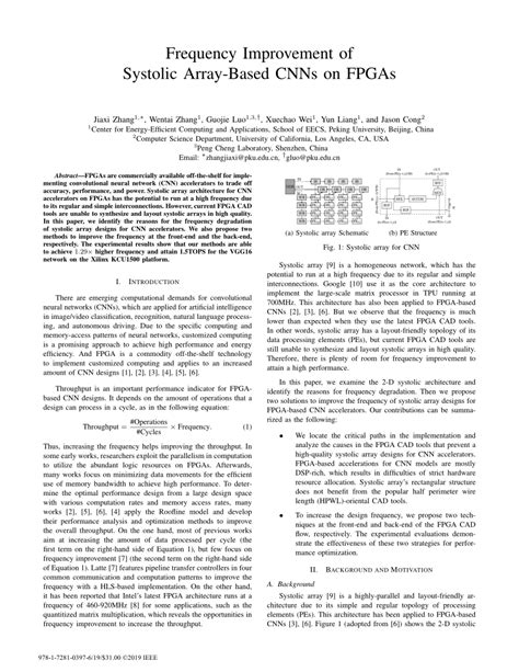 pdf frequency improvement of systolic array based cnns on fpgas