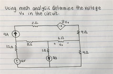 Solved Using Mesh Analysis Determine The Voltage Vx In He
