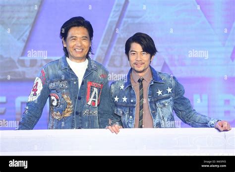 hong kong actor chow yun fat previously known as donald chow left and singer and actor aaron